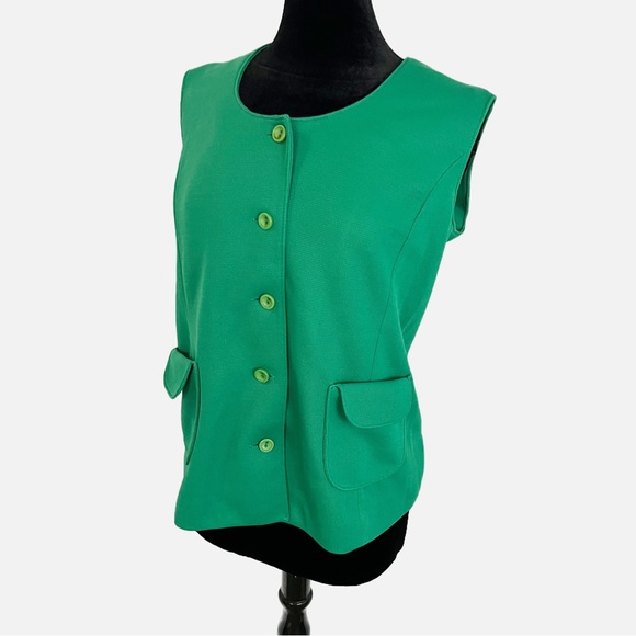 Jackets & Coats | Vtg Button Up Vest Solid Green | Poshmark